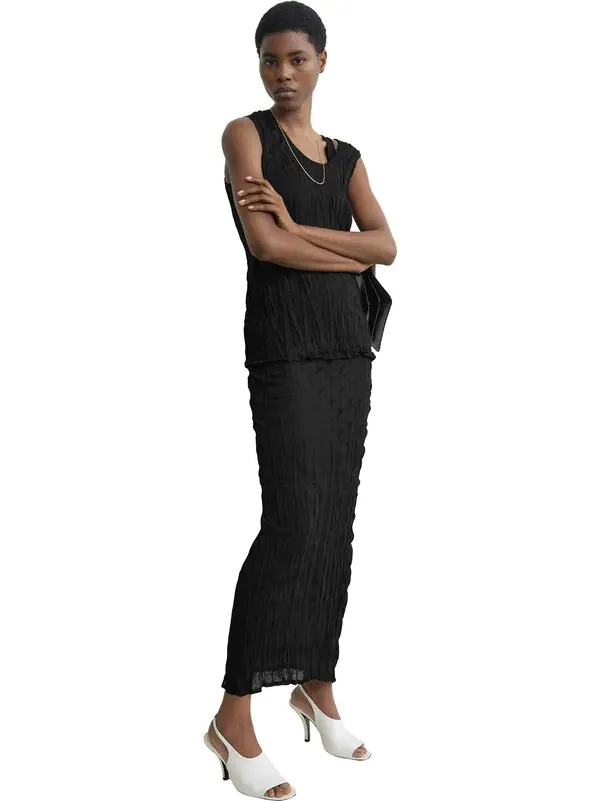 TOTEME Crinkled Knit Skirt - Black
