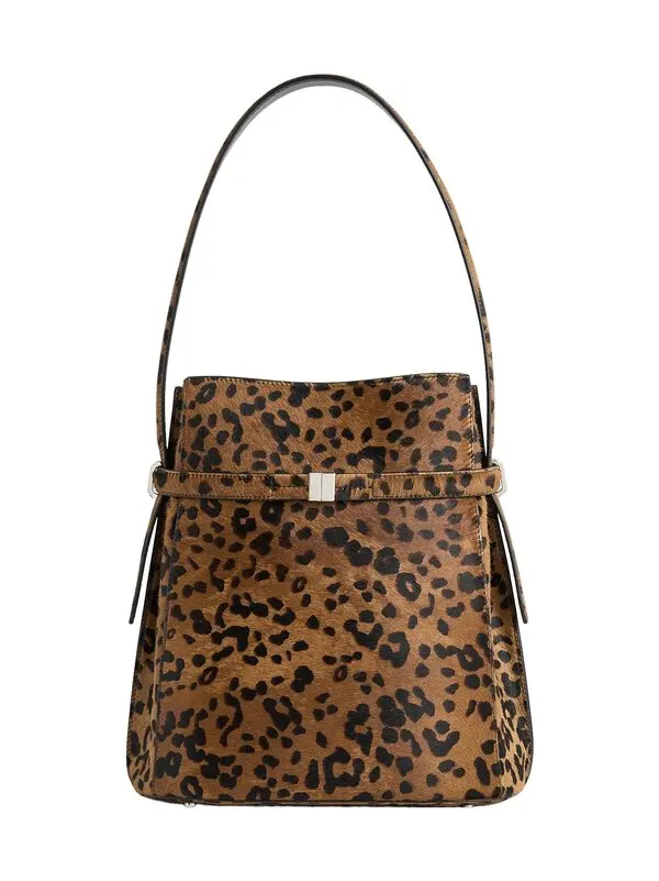 TOTEME Belted Pony Hair Bucket Bag - Leopard