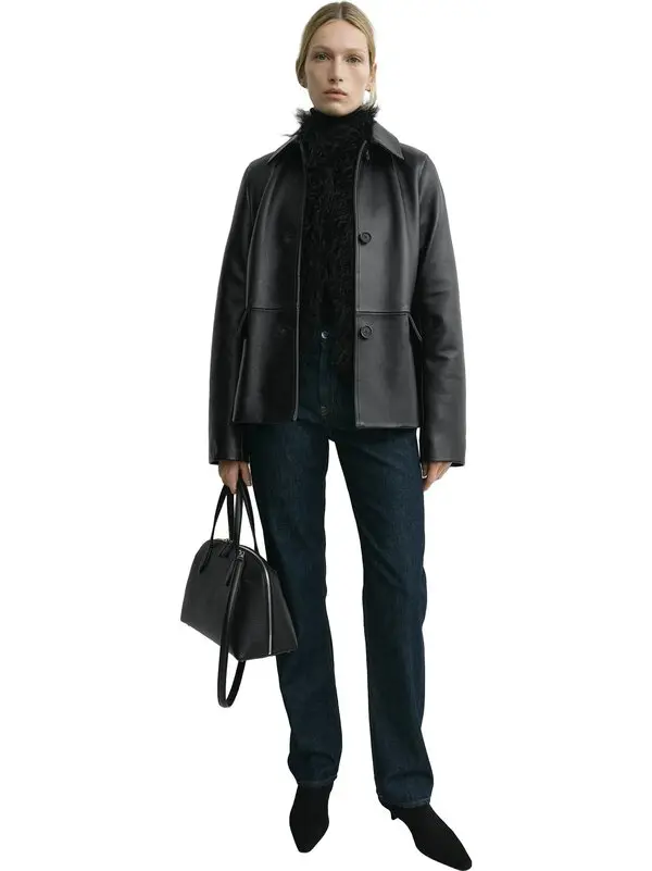 TOTEME Grained Leather Jacket - Black