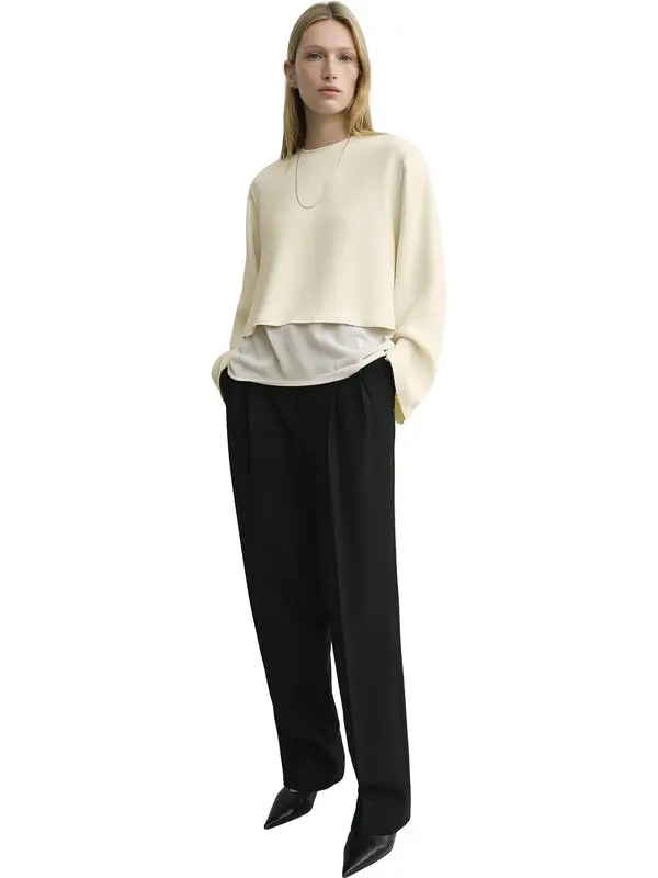 TOTEME Cropped Sablé Blouse Petite - Macadamia