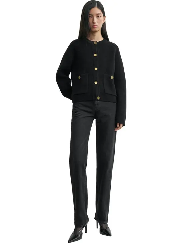 TOTEME Hammered Button Cardigan - Black