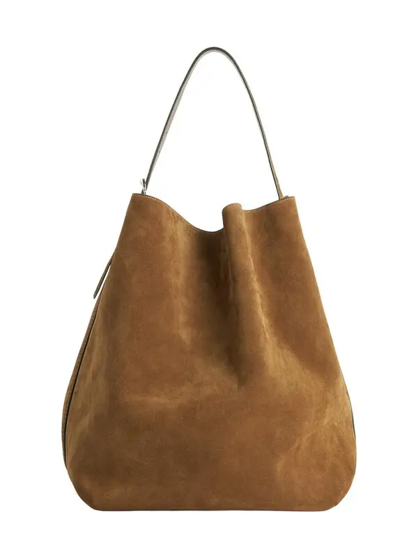 TOTEME Belted Suede Tote - Tan