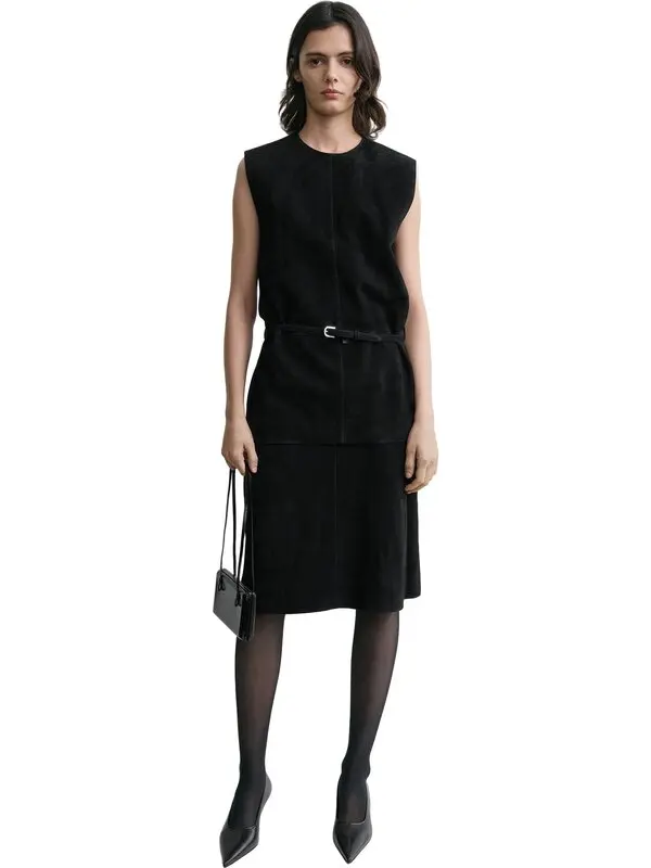 TOTEME Belted Suede Top - Black