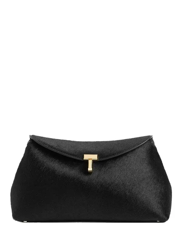 TOTEME T-lock Pony Hair Clutch - Black