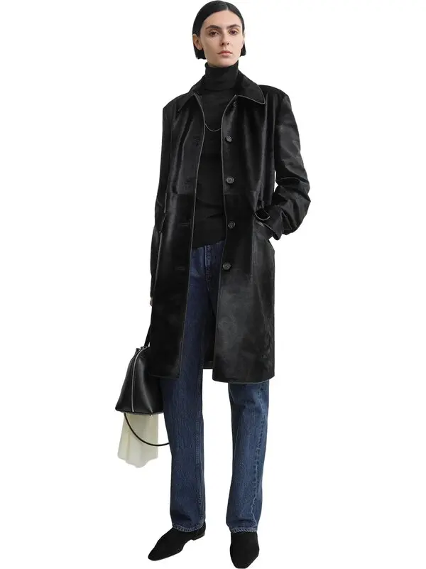 TOTEME Pony Hair Coat - Black