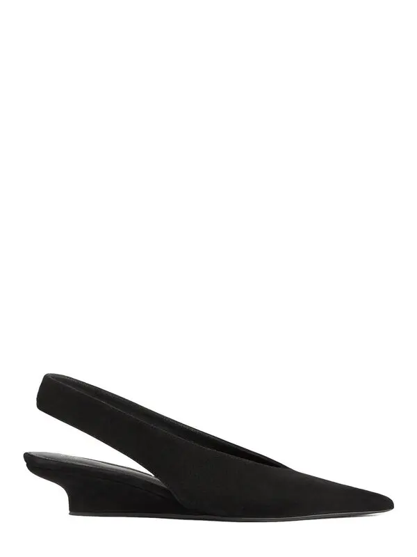 TOTEME Suede Slingback Wedge Heels - Black