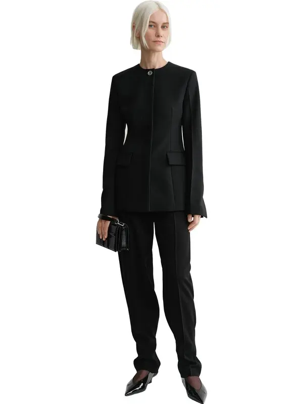 TOTEME Collarless Cinched Jacket - Black