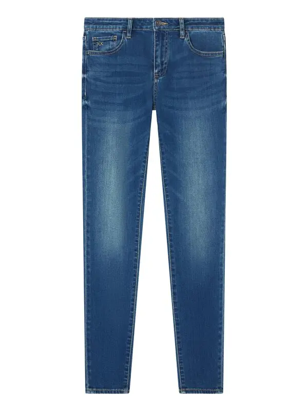Armani Exchange Super Skinny Jeans In Stretch Cotton With Fading Essential - Blue