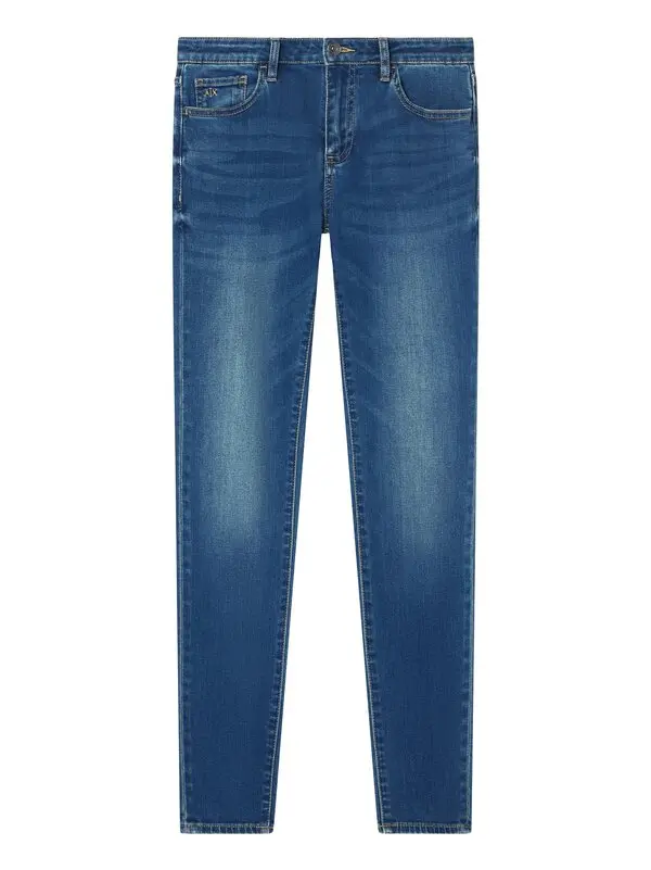 Armani Exchange Super Skinny Jeans In Stretch Cotton With Fading - Blue
