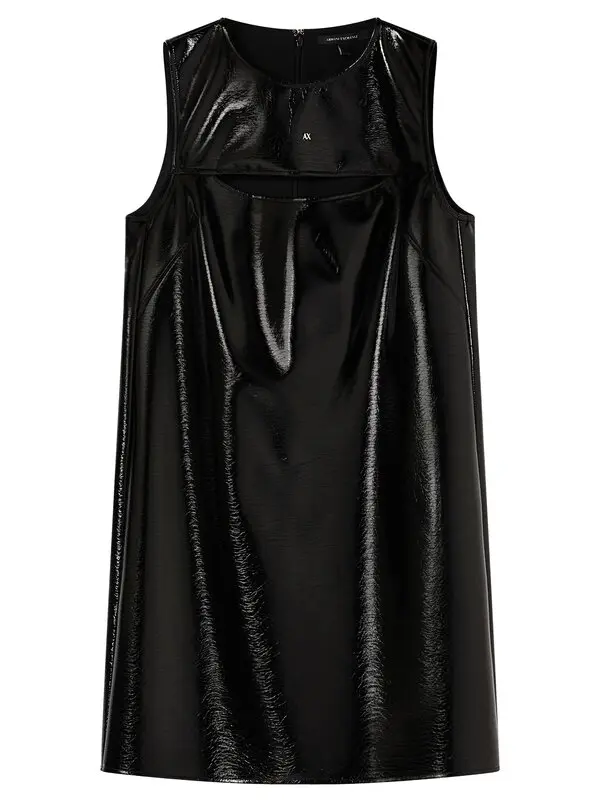 Armani Exchange Wet Look Vinyl Minidress - Black