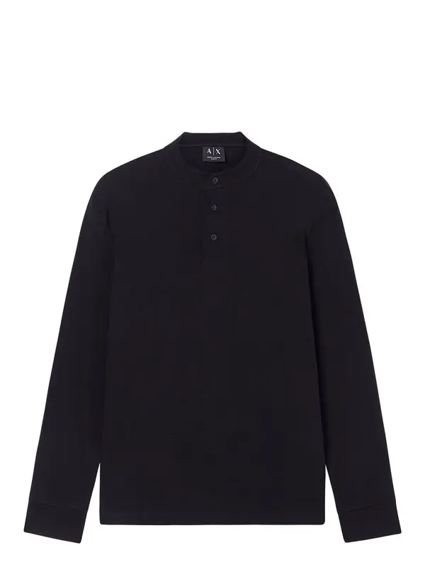 Armani Exchange Slim-fit Short-sleeved Cotton Polo Shirt - Black