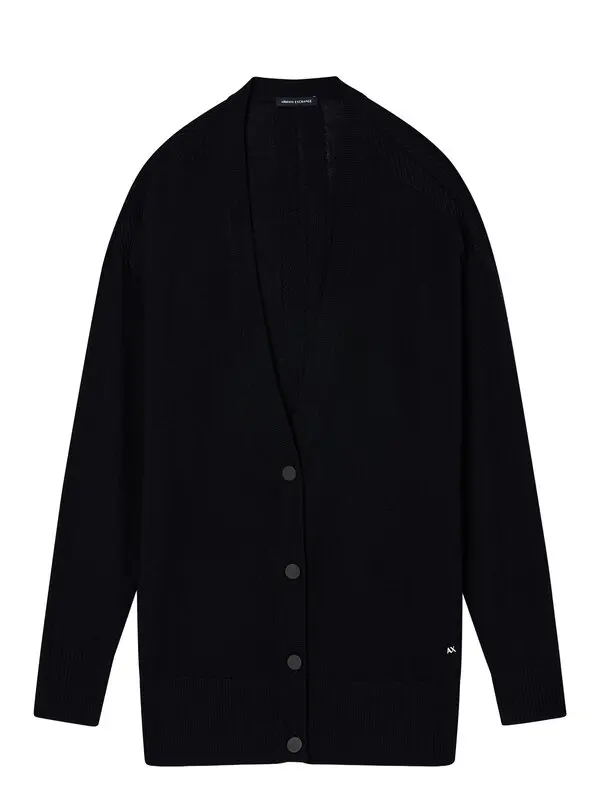 Armani Exchange Oversized Wool Blend Cardigan - Black