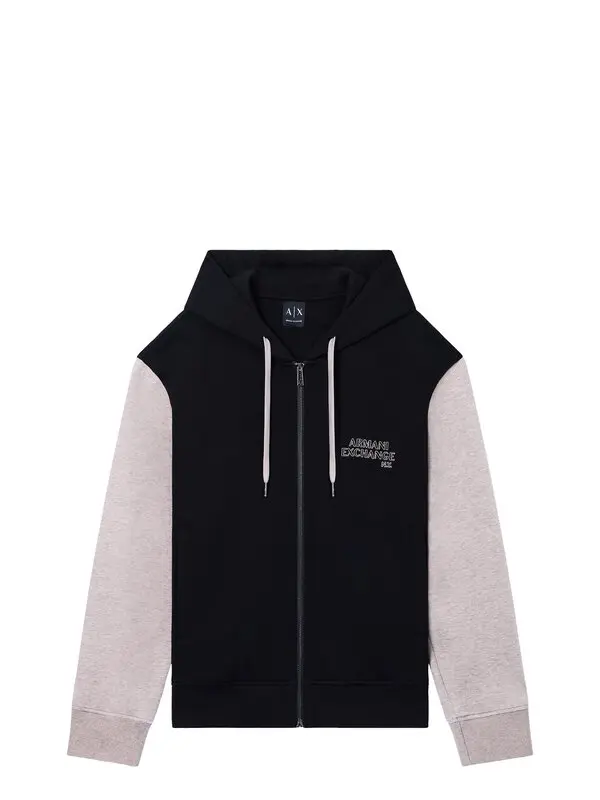 Armani Exchange Bonded Stretch Cotton Zip-up Sweatshirt - Black