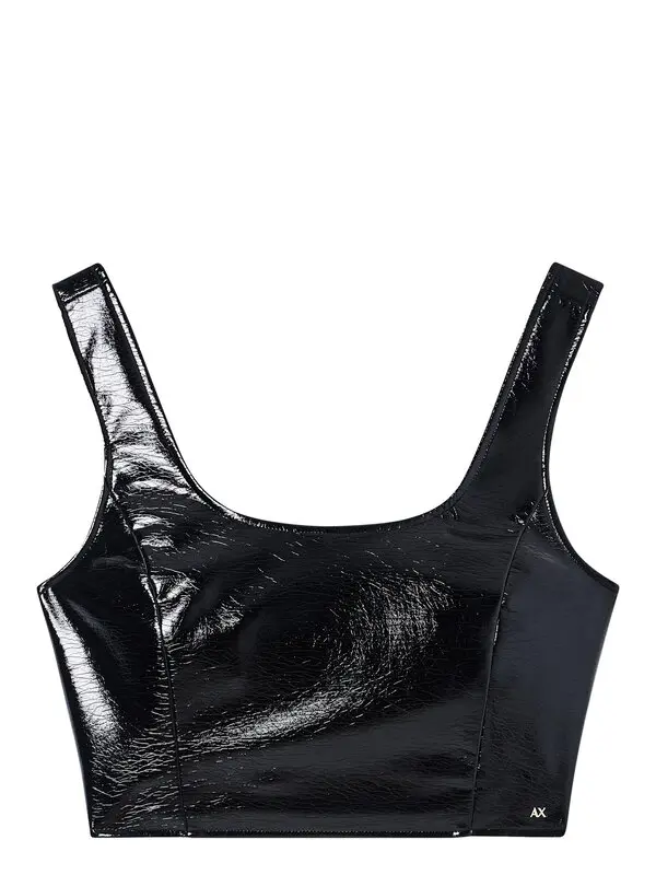 Armani Exchange One-shoulder Gloss Vinyl Top - Black