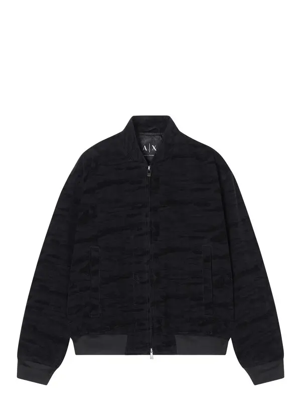 Armani Exchange Blouson In Jacquard Denim Fabric - Black