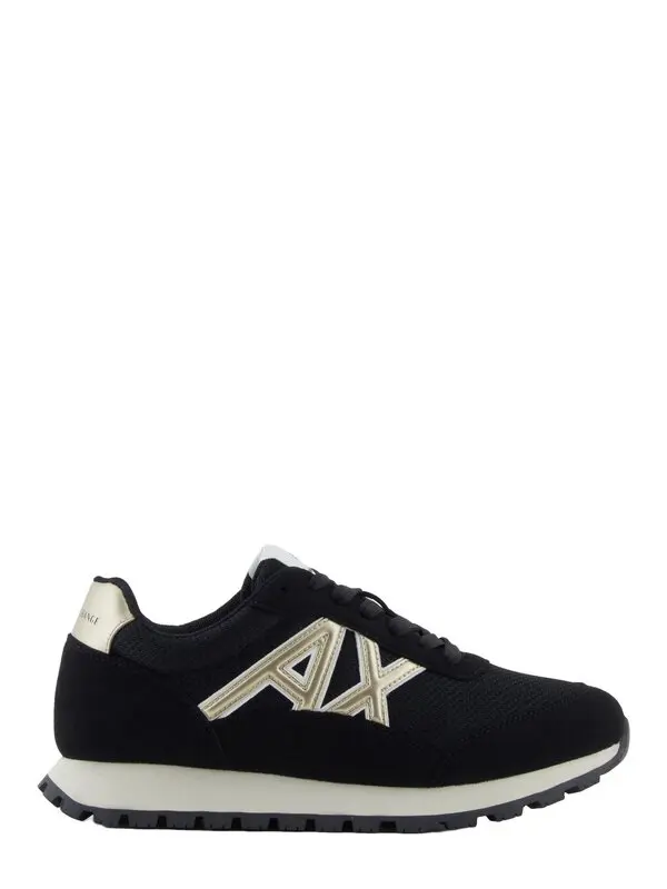 Armani Exchange Lace-up Mesh And Microsuede Sneakers - Black