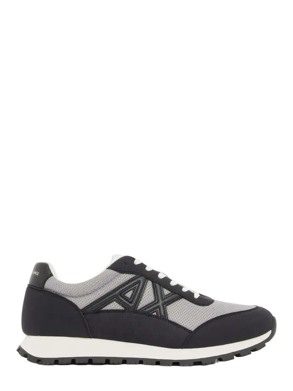 Armani Exchange Lace-up Mesh And Microsuede Sneakers - Grey
