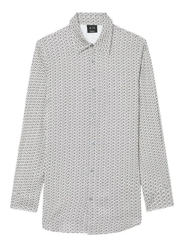 Armani Exchange Regular Fit Shirt With Allover Logo Print - Beige