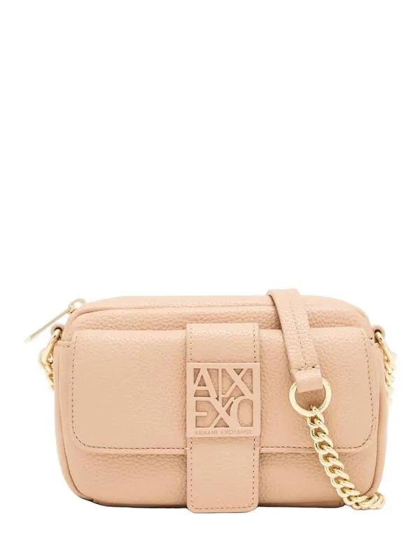 Armani Exchange Camera Case Messenger Bag In Coated Fabric - Beige