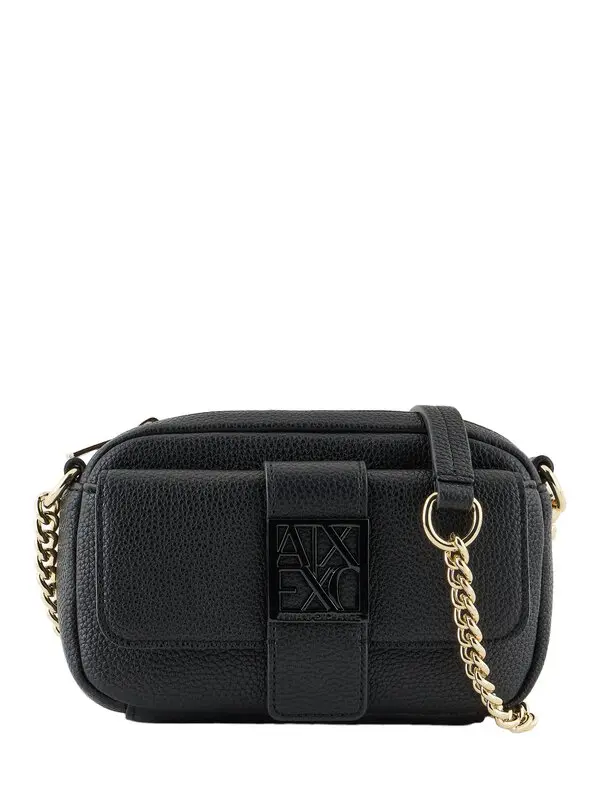 Armani Exchange Camera Case Messenger Bag In Coated Fabric - Black