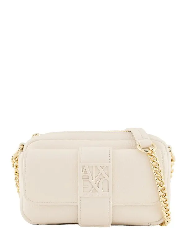 Armani Exchange Camera Case Messenger Bag In Coated Fabric - White
