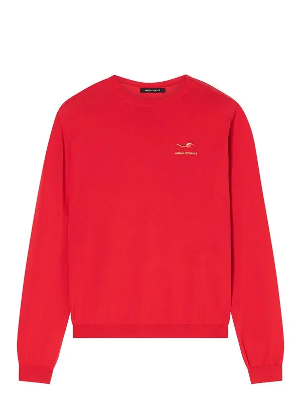 Armani Exchange Recycled Viscose Sweater With Horse Embroidery - Red