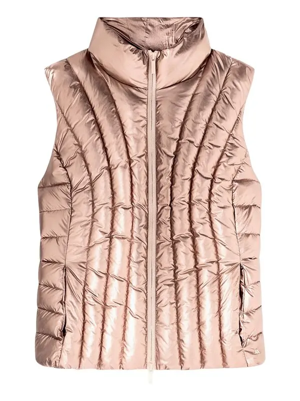 Armani Exchange Recycled Nylon Glossy Foil Down Vest - Beige
