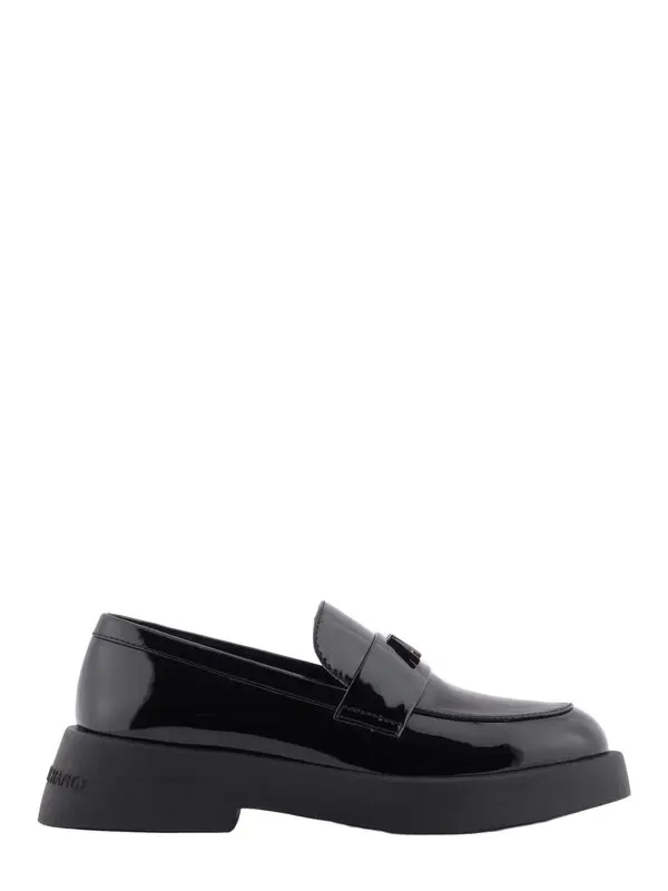 Armani Exchange Patent Leather Loafers With Logo Detailing - Black