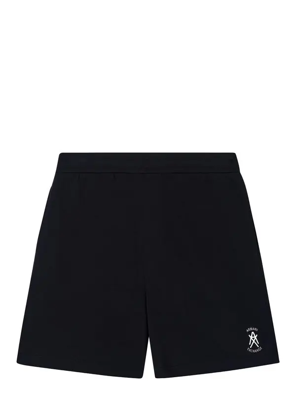 Armani Exchange Cotton Bermuda Shorts With Side Logo - Black
