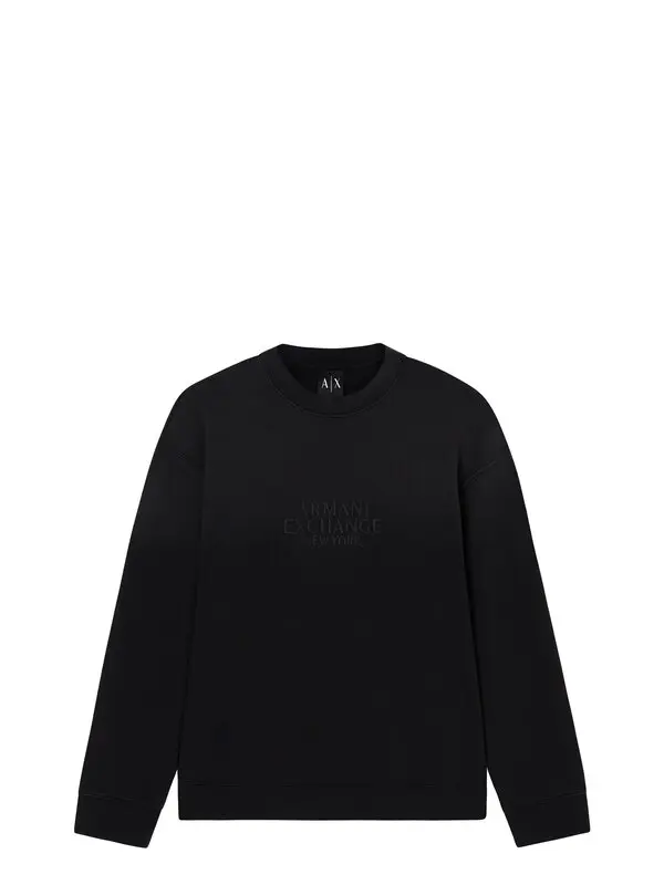 Armani Exchange Used-effect Crewneck Sweatshirt With Logo - Black