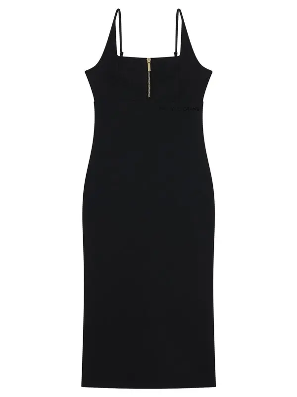 Armani Exchange Ottoman Midi Dress With Zip - Black
