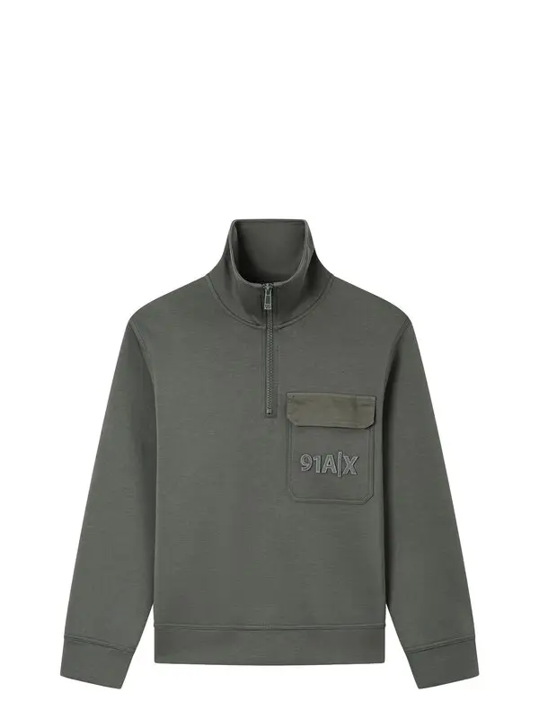 Armani Exchange Crewneck Sweatshirt In Bonded Stretch Cotton - Grey