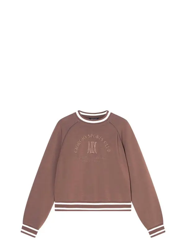 Armani Exchange Crewneck Sweatshirt With Embroidered Logo - Brown