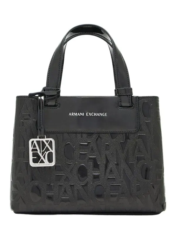 Armani Exchange Shopping Bag With An Outside Coating - Black