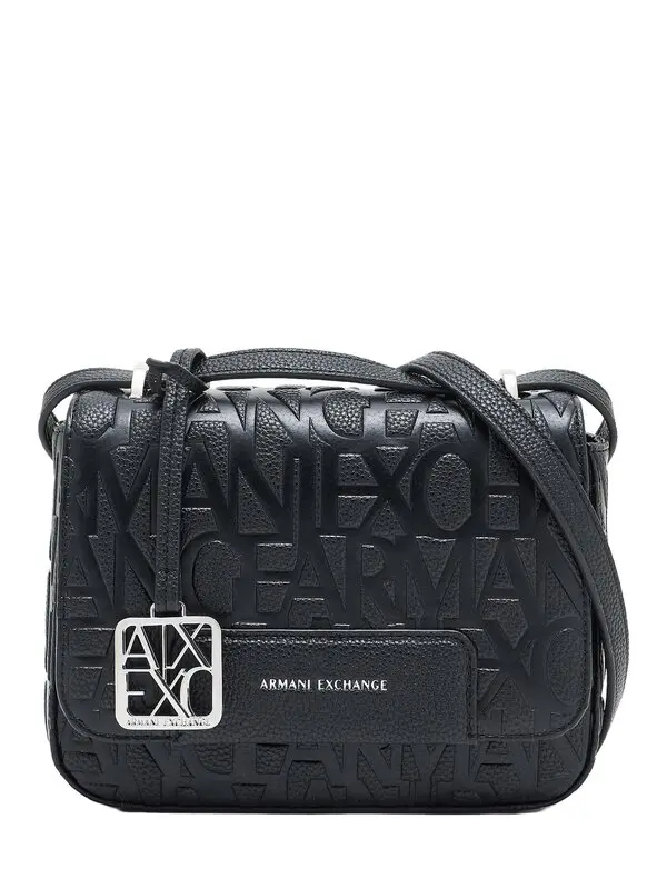 Armani Exchange Embossed Logo Crossbody Bag - Black