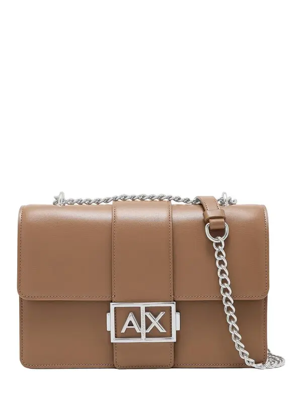 Armani Exchange Crossbody Messenger Bag In Coated Fabric - Brown