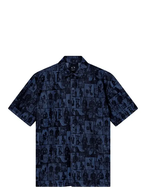 Armani Exchange 9 Oz Delicate Wash Denim Shirt - Blue
