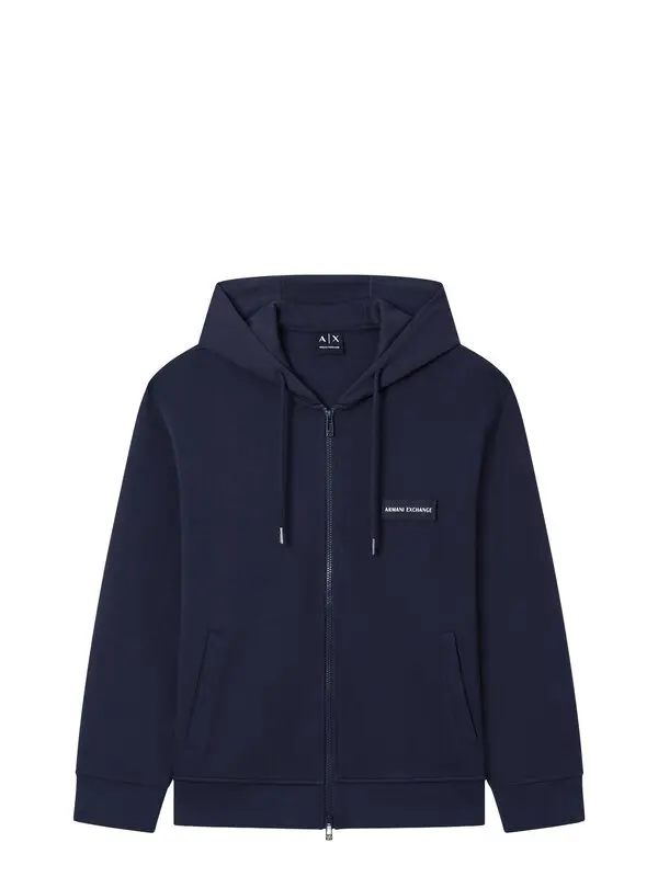 Armani Exchange Zip-up Cotton Sweatshirt - Navy Blue