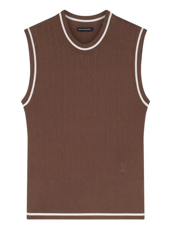 Armani Exchange Recycled Viscose V-neck Top - Brown
