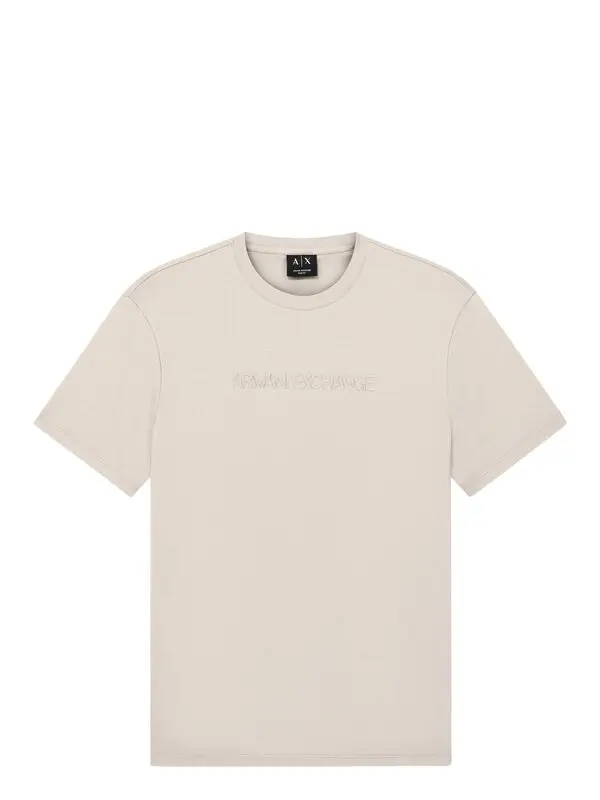 Armani Exchange Slim-fit T-shirt In Cotton Jersey With Tonal Embossed Logo - Beige