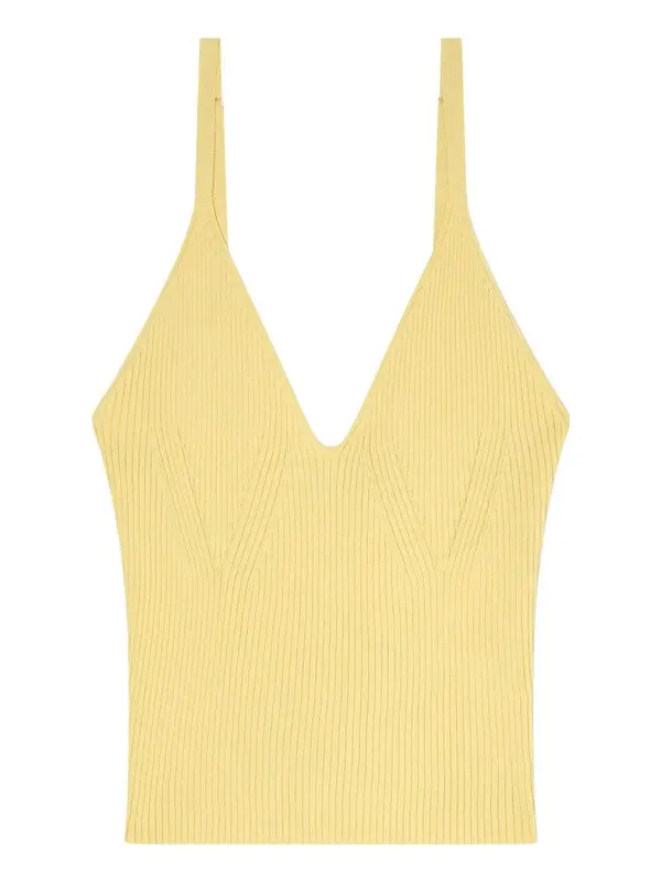 Armani Exchange Ribbed Top With Thin Straps - Yellow
