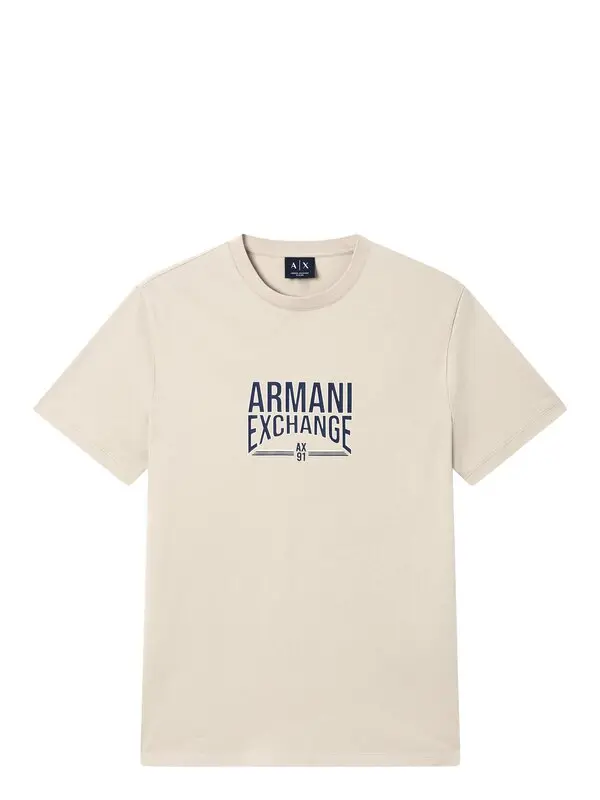Armani Exchange Basic Slim Fit T-shirt In Cotton Jersey - Beige