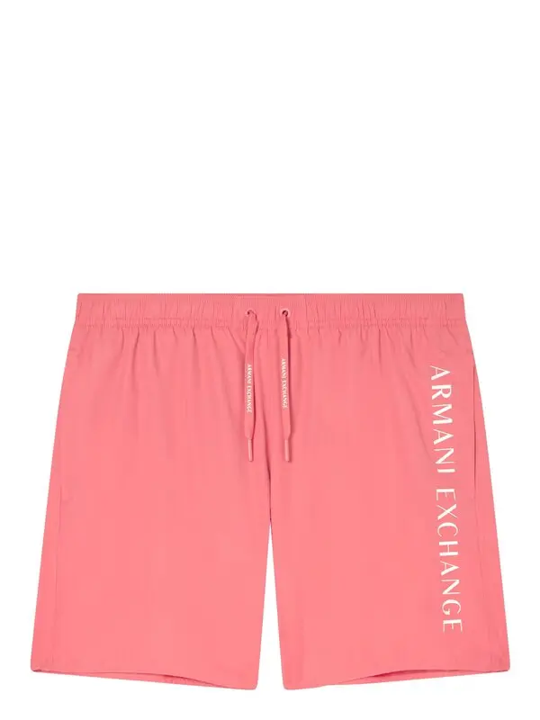 Armani Exchange Swim Shorts With Side Logo - Red