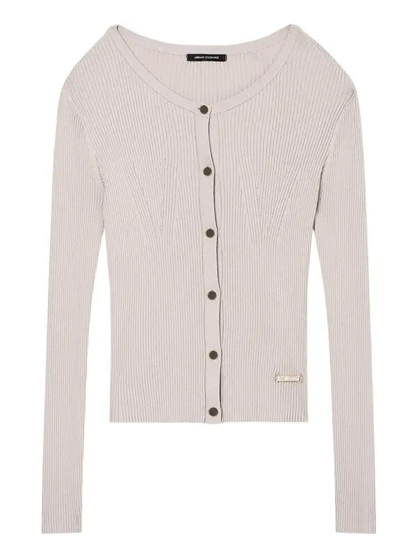Armani Exchange Fitted Ribbed Cardigan - Beige