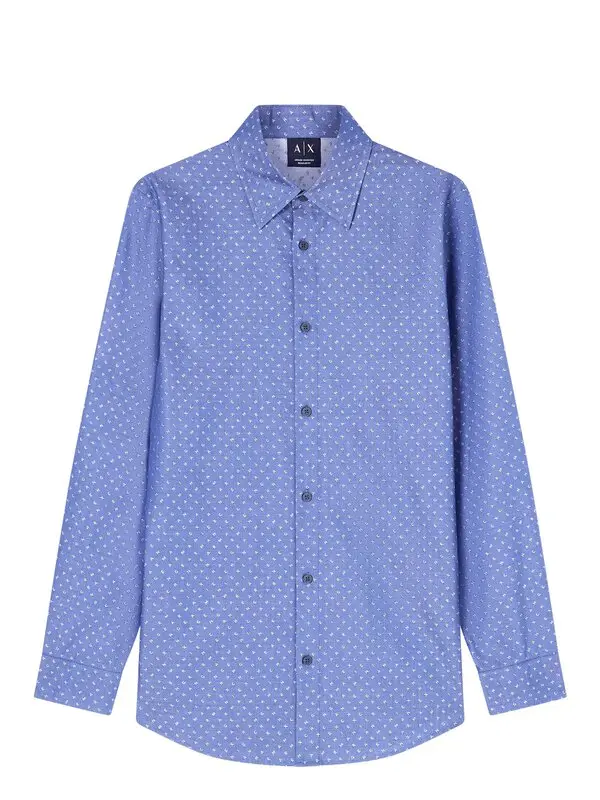 Armani Exchange Yarn-dyed Cotton Jacquard Shirt - Blue
