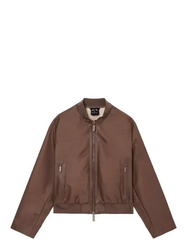Armani Exchange Recycled Polyester Coated Blouson Jacket - Brown