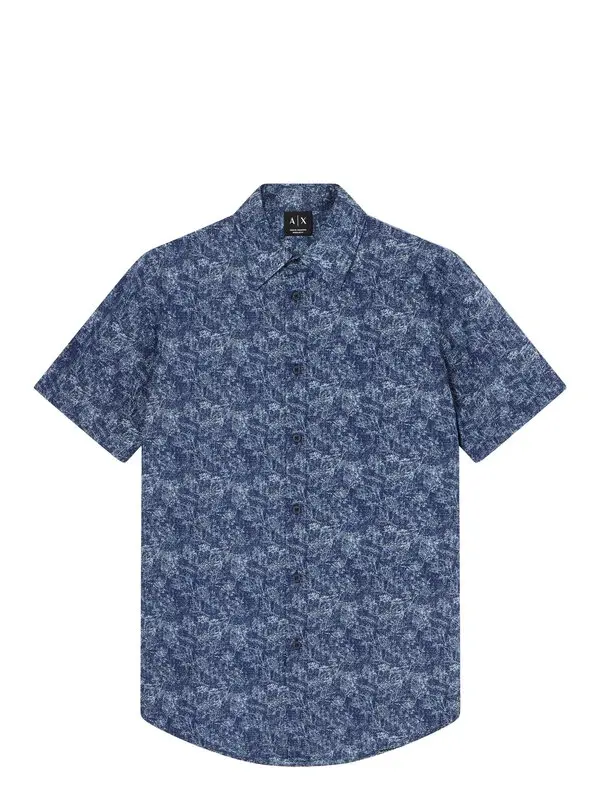 Armani Exchange Oversized Cotton Shirt - Blue