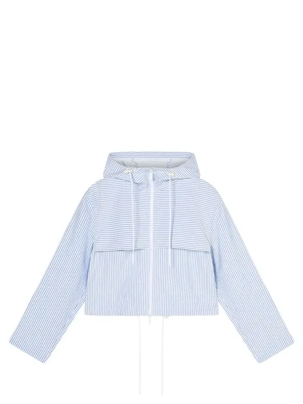 Armani Exchange Oversized Vertical Stripe Blouson Jacket - Light Blue