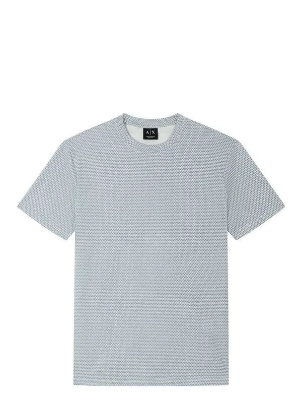 Armani Exchange Regular Fit Cotton T-shirt With Allover Logo Detail - Blue
