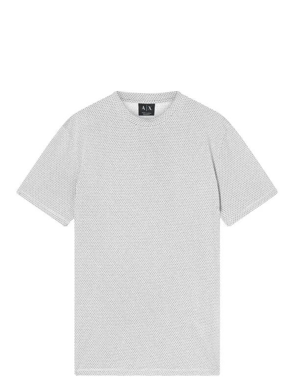 Armani Exchange Regular Fit Cotton T-shirt With Allover Logo Detail - Grey